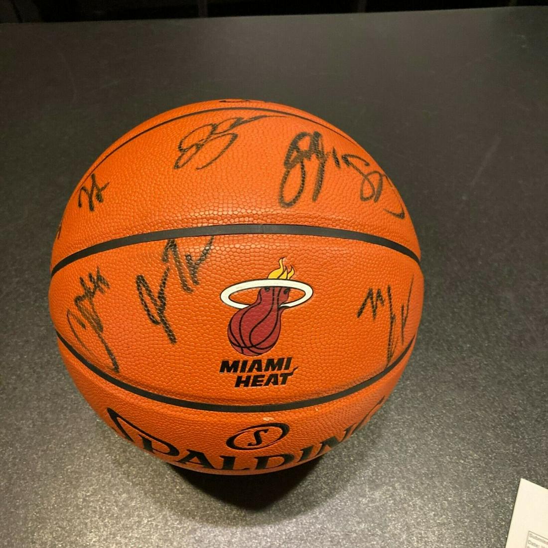 2013 14 Miami Heat Multi Signed Nba Basketball With 14 Signatures: Bosh ...