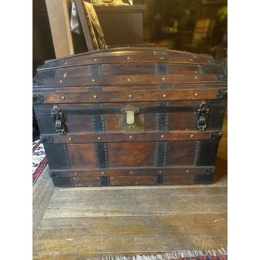 Antique 1800s Trunk Stagecoach Chest Steamship Orig Working Key & Lock ...
