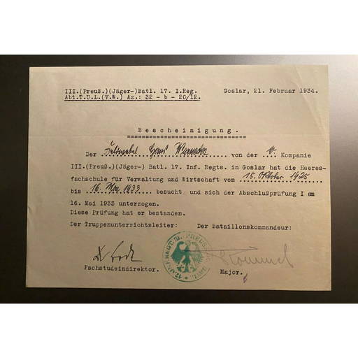 Rare Erwin Rommel Signed Document Dated 2/21/1934 (jsa Loa)