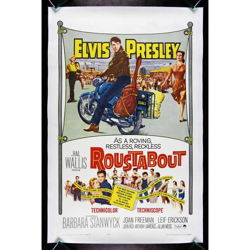 ROUSTABOUT ORIGINAL ELVIS PRESLEY BIKER MOTORCYCLE MOVIE POSTER (#0105D ...