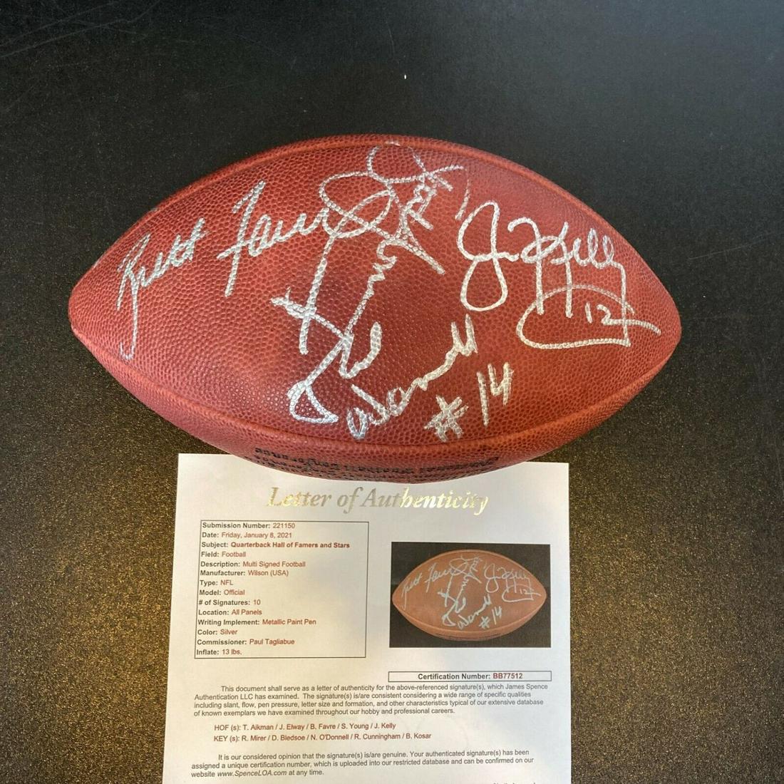 Quarterback Hall Of Famers & Stars Multi-Signed Football With 10 ...