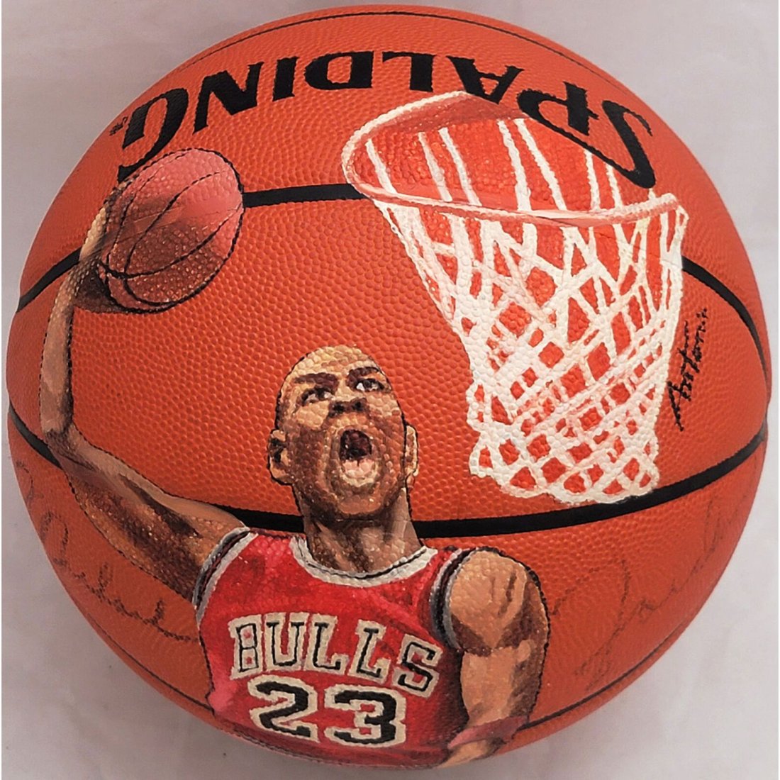 Michael Jordan Autographed Spalding Leather Painted Basketball Bulls Jsa
