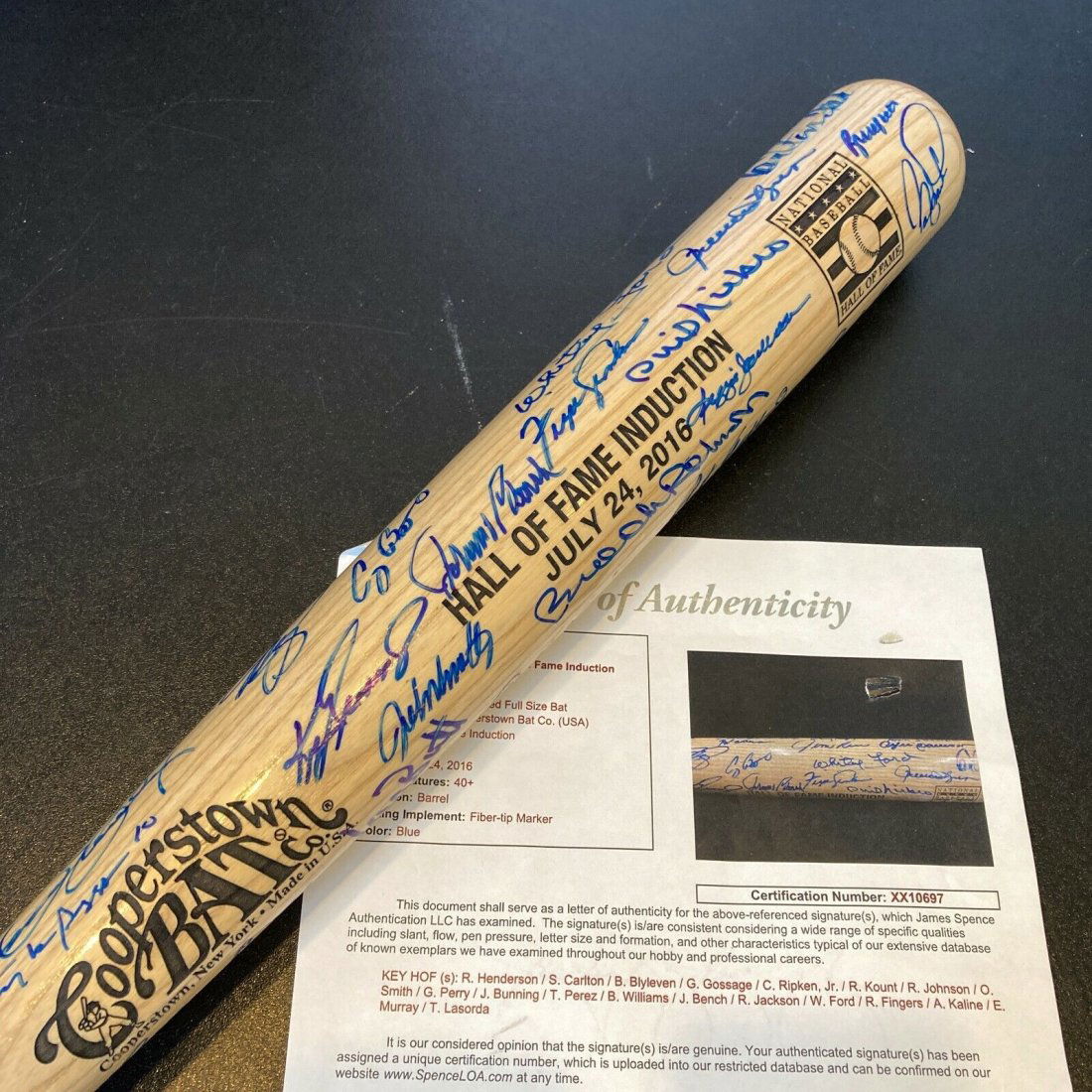 L 2016 Hall Of Fame Induction Multi Signed Baseball Bat With 40 ...