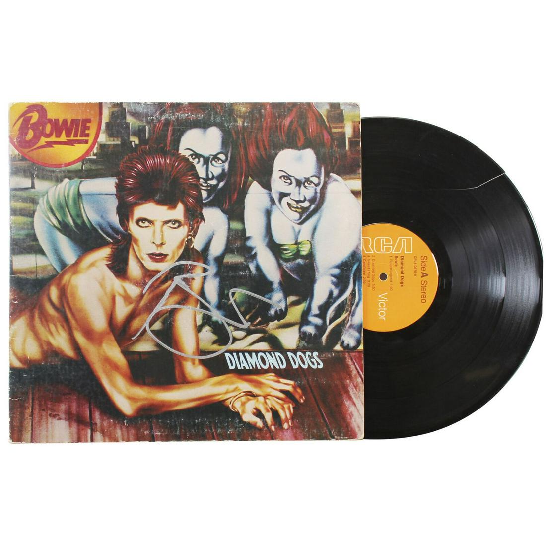David Bowie Authentic Signed Diamond Dogs Album Cover W/ Vinyl Jsa