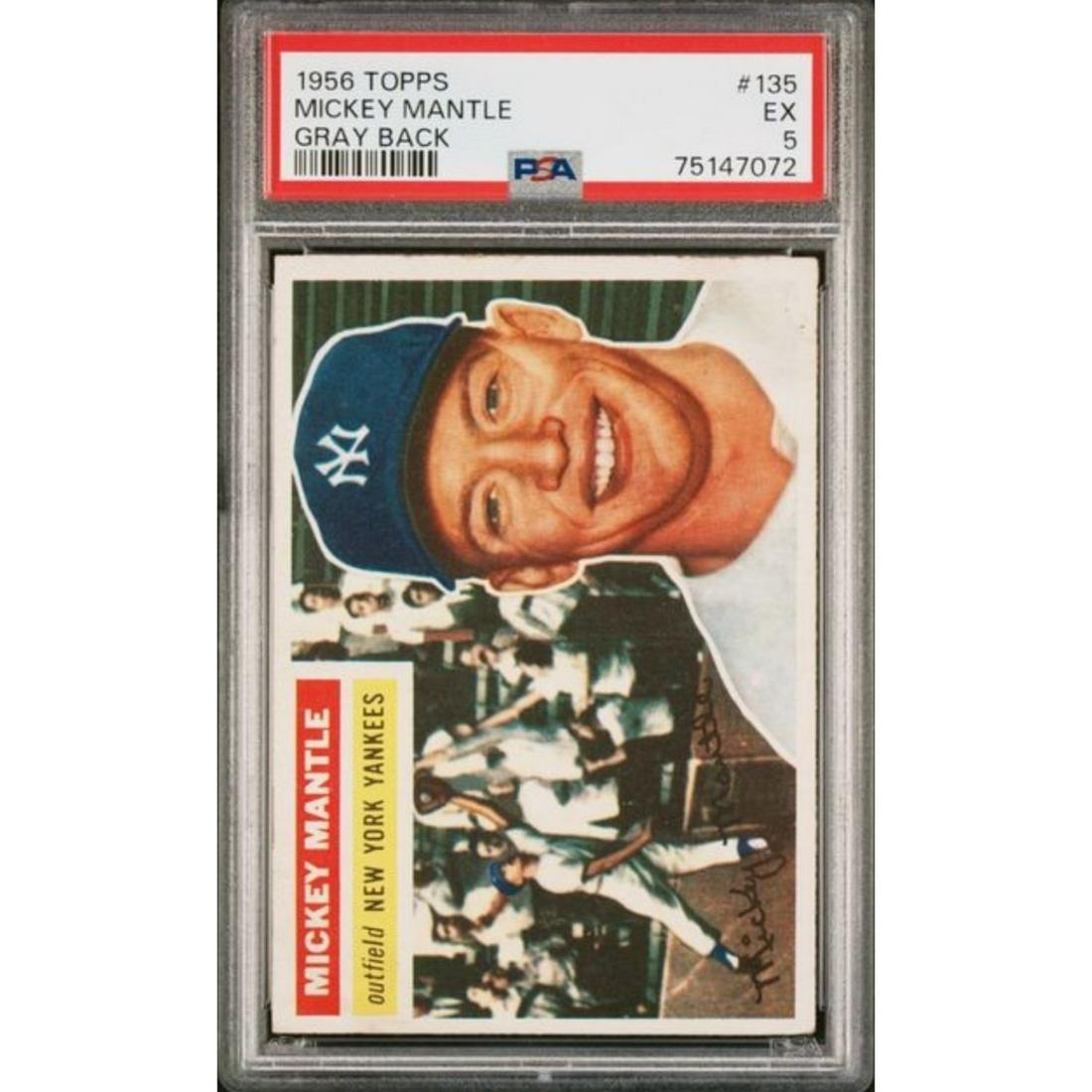 1956 Topps Mickey Mantle Psa 5 Gray Back