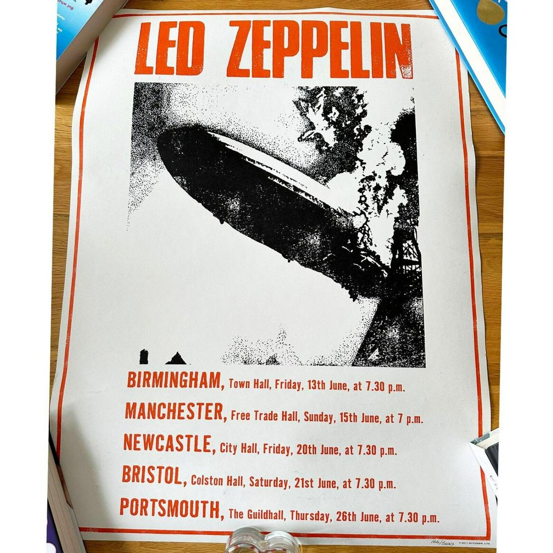 Led Zeppelin 1969 Uk Tour Limited Edition Numbered Screen Print Concert ...