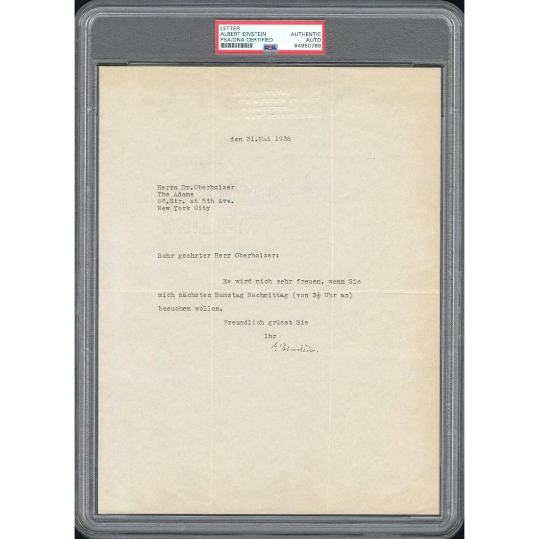 Albert Einstein Signed Letter From 1938 (psa Encapsulated + Loa) Auction