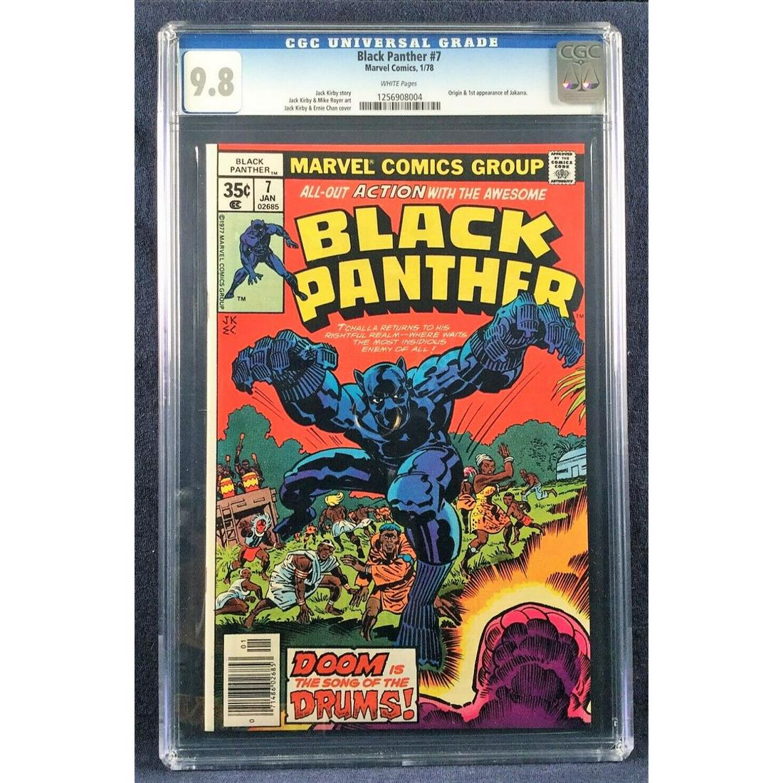 Black Panther #7 Cgc 9.8 White Pages 1st Appearance Jakarra, Kirby ...