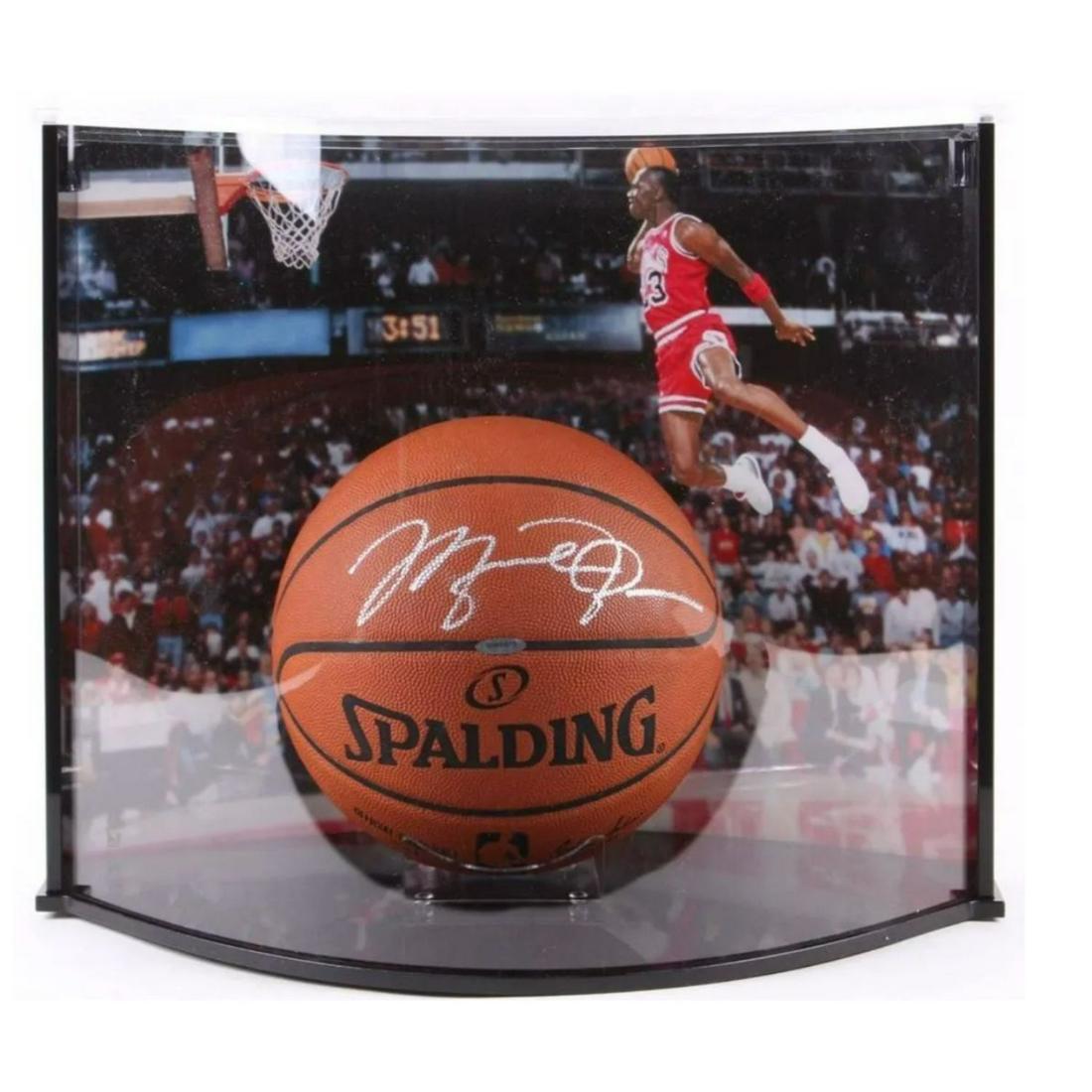 Michael Jordan Signed Basketball Framed Display (uda Coa) Auction