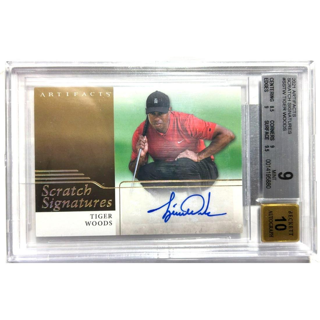 2021 Upper Deck Golf Artifacts Ssp Scratch Signatures Tiger Woods Bgs 9 ...