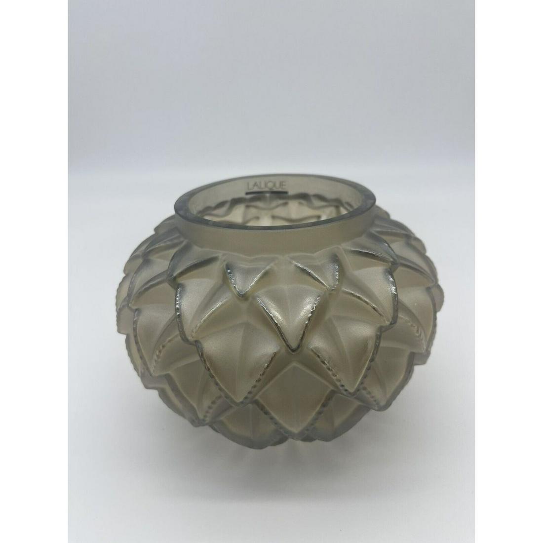 Lalique Crystal Languedoc Small Vase Bronze Crystal Auction