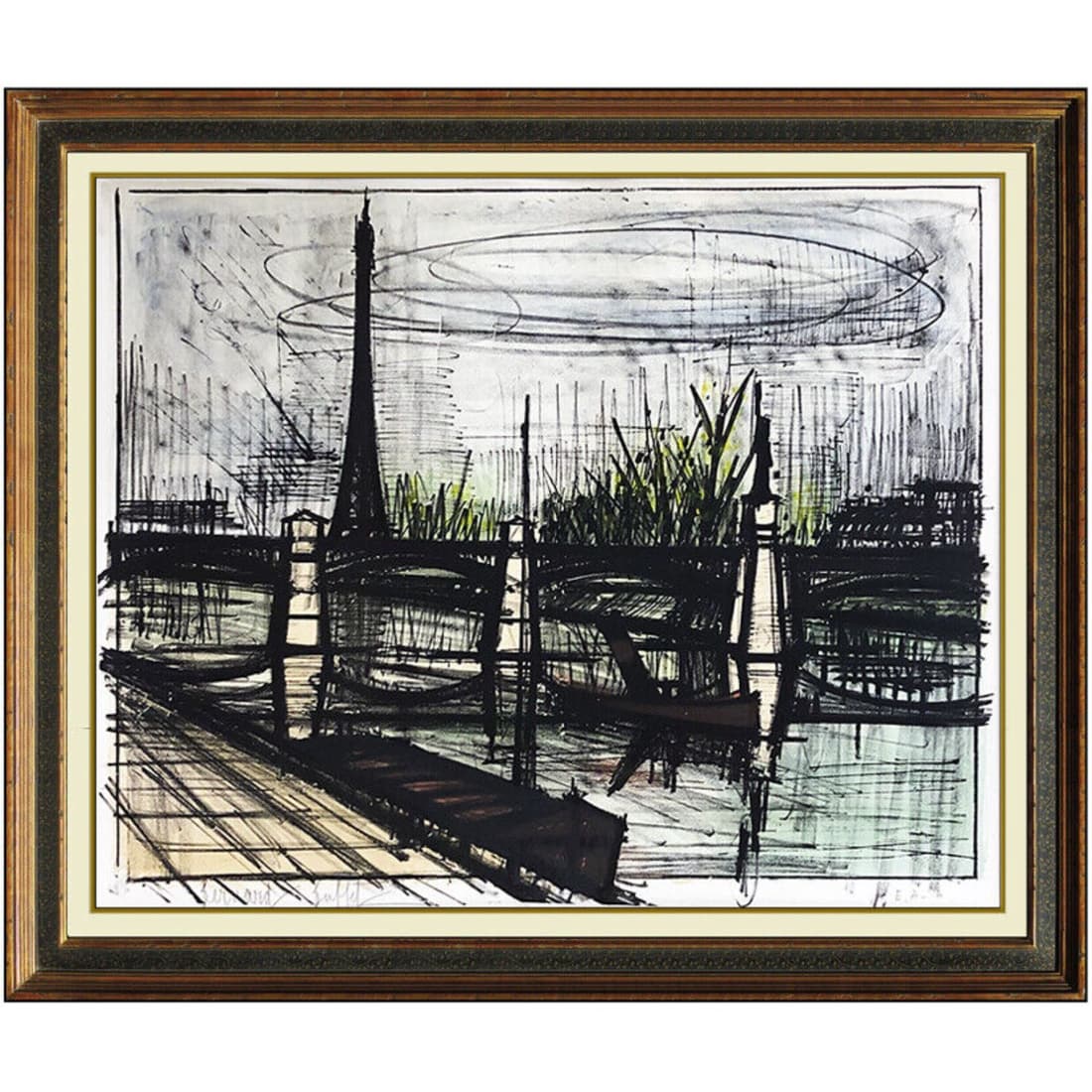 Original Bernard Buffet Signed & Framed 32"x38" Lithograph Auction