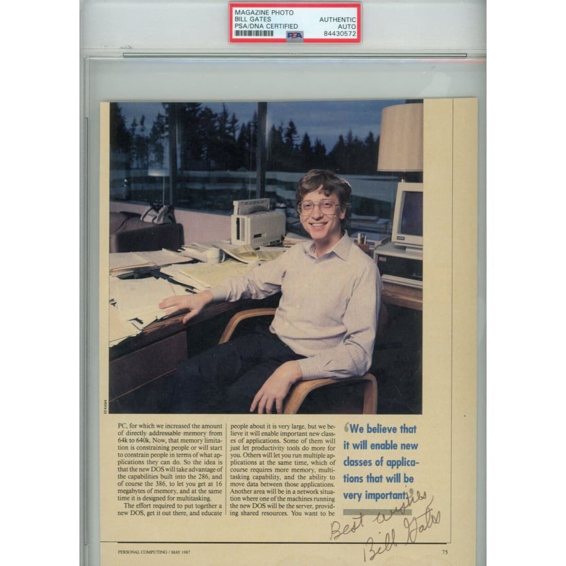 Bill Gates Signed Magazine Photo From May 1987 Inscribed "best Wishes ...