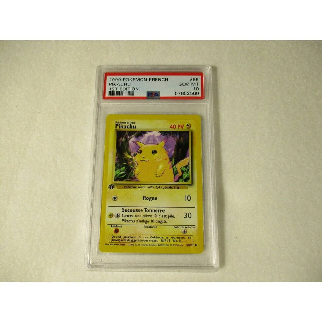 1999 Pokemon French Pikachu 1st Edition Card #58 Psa Gem Mt 10 Auction