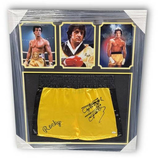 Sylvester Stallone Signed & Custom Framed Boxing Trunks (jsa Loa)