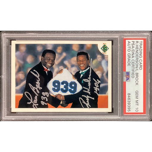 Rickey Henderson & Lou Brock Dual Signed 1990 Upper Deck #636 (psa 10 Auto)