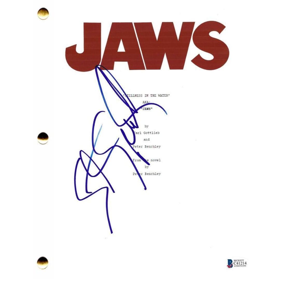 Steven Spielberg Signed Jaws Movie Script (beckett Coa) Auction