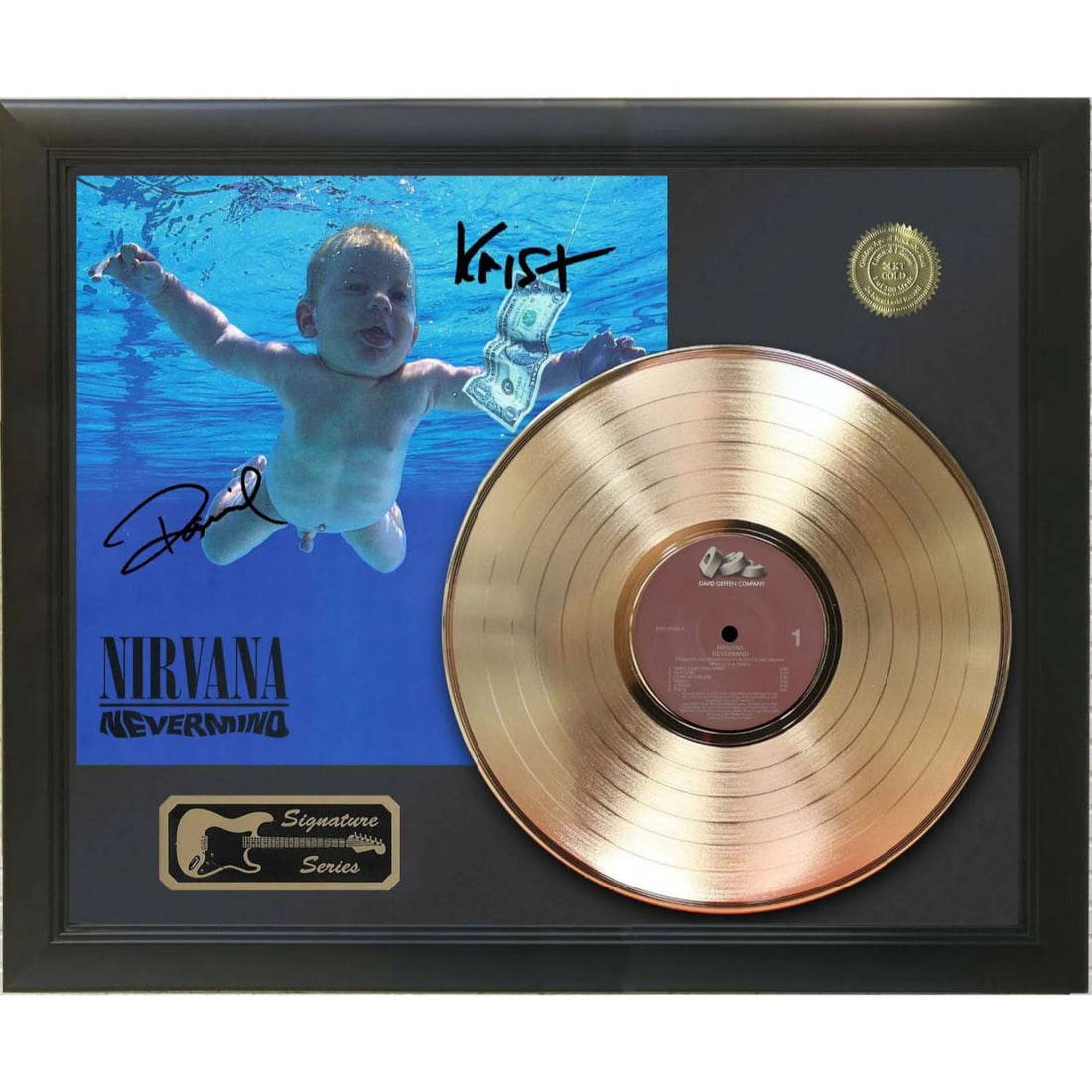 Nirvana – Nevermind Framed Reproduction Signature Gold Lp Record ...