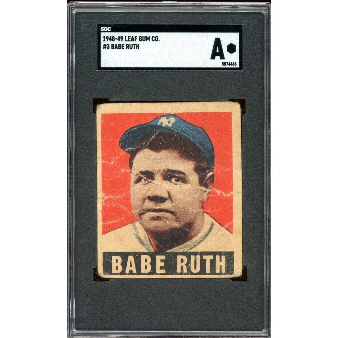 1948-1949 Leaf Babe Ruth Card #3 Yankees (sgc A) Auction