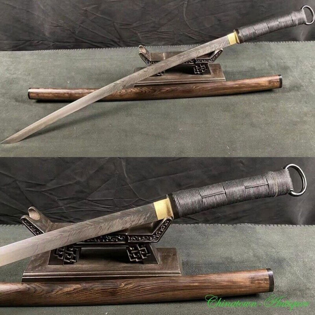 Feather Grain Steel Blade Japanese Ring Pommel Sword Korean Swords ...