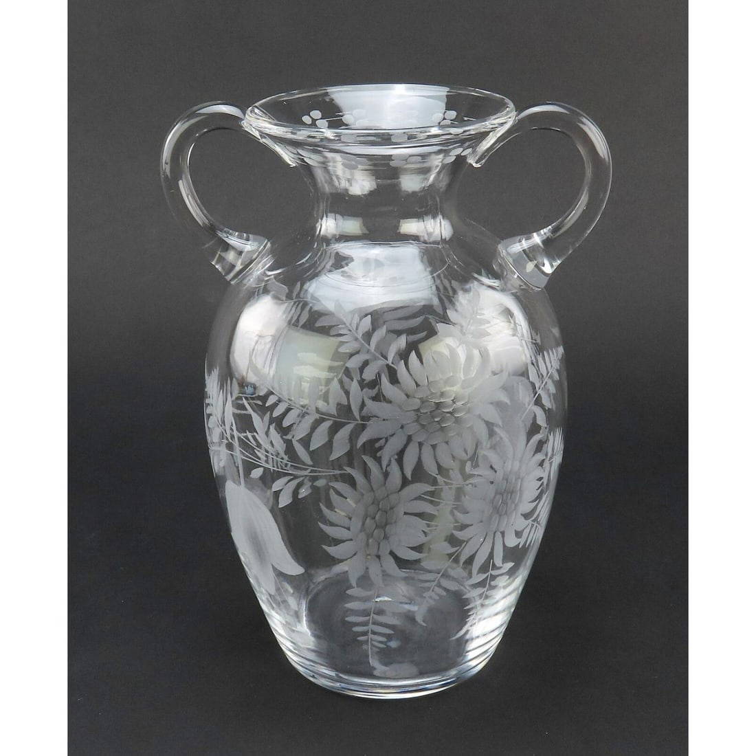 Libbey Large American Brilliant Cut Glass Abp Floral Vase 8 3/4 In Auction