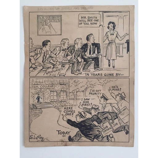 Vintage 1930's S.j. Ray Cartoonist Original Signed Pencil, Pen & Ink ...