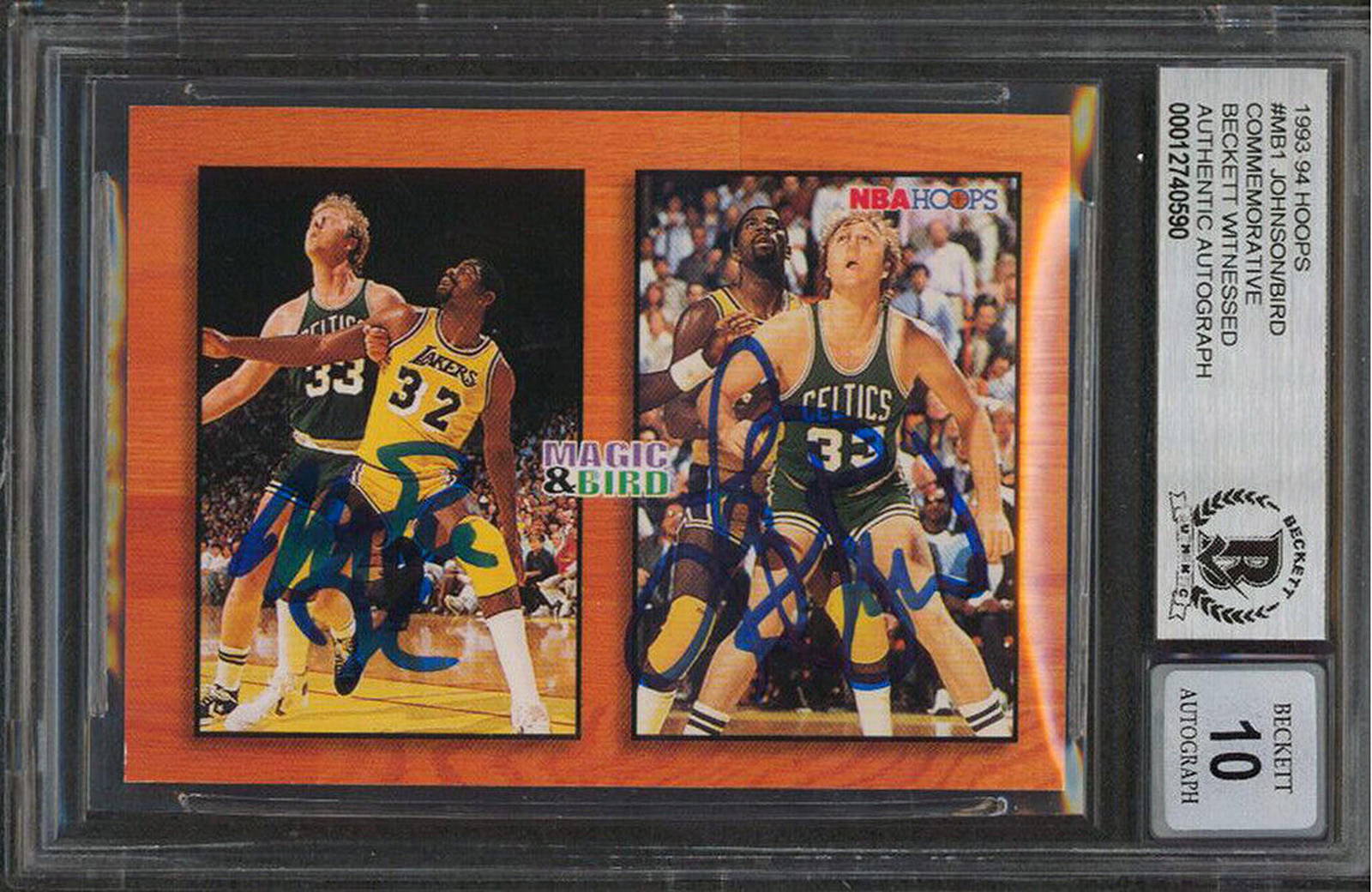 Magic Johnson & Larry Bird Signed 1993 Hoops #mb1 Card Auto 10! Bas Slabbed Auction