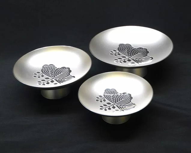 3 Size Japan 1000 Silver Sake Dish Bowl Set Imperial Mon Paulownia ...