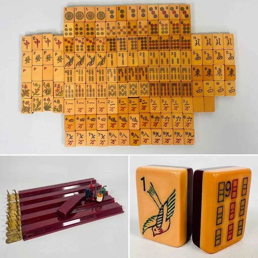 Rare Mahjong Mah Jongg Set 146 Two Tone Bakelite Tiles Catalin Racks ... Rare Mahjong Mah Jongg Set 146 Two Tone Bakelite Tiles Catalin Racks ...