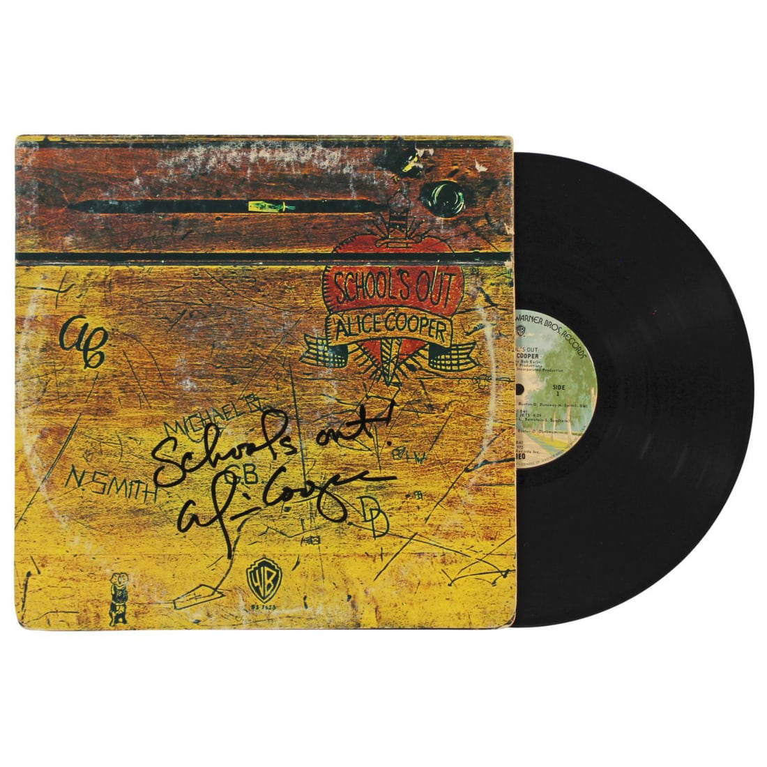 Alice Cooper "schools Out" Signed Schools Out Album Cover W/ Vinyl Bas ...