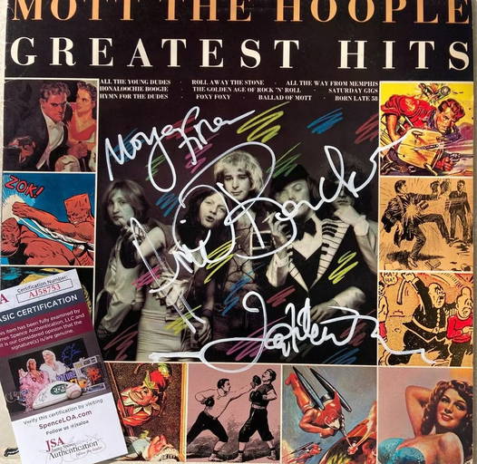 Mott The Hoople Signed Hits Vinyl Lp Record X3 Ian Hunter Bender Fisher Jsa Coa