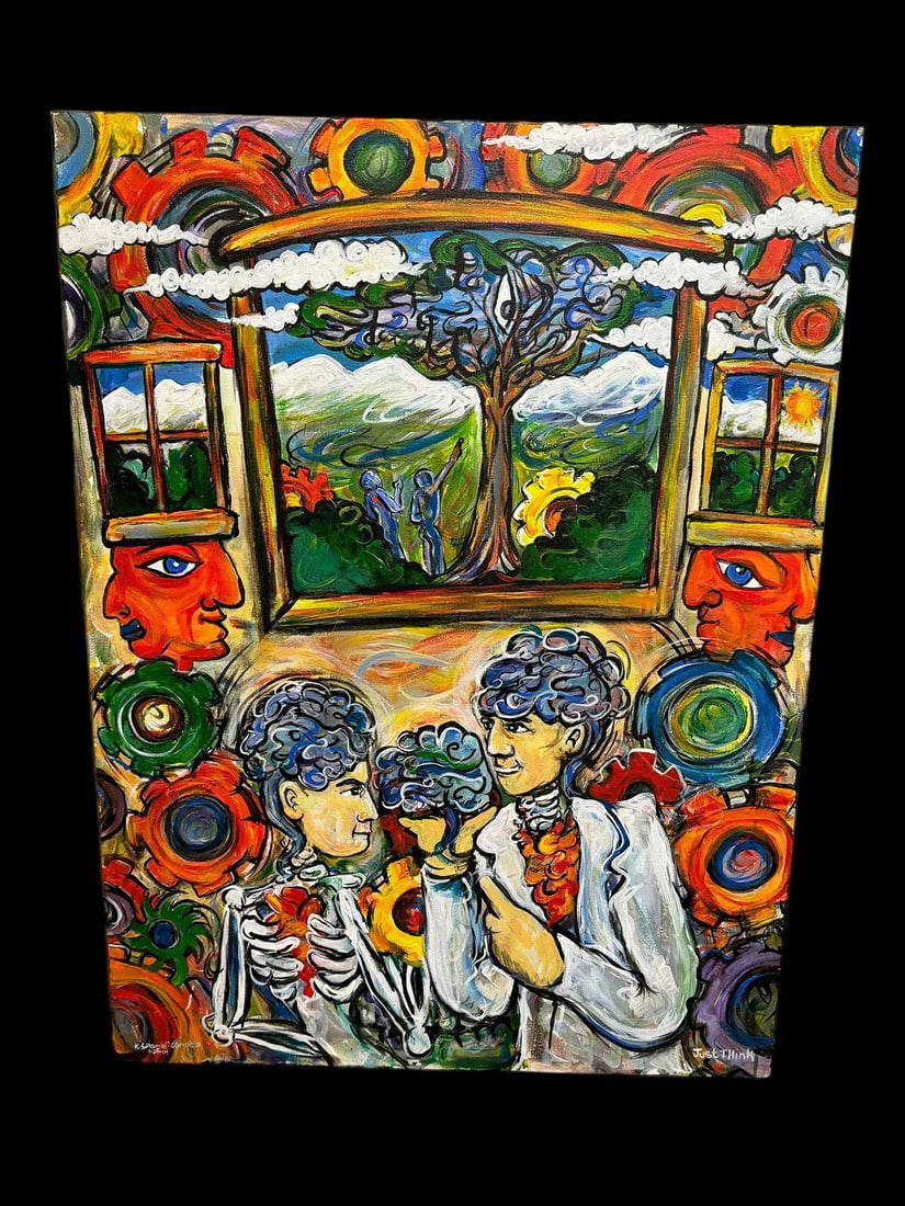 Keith Scramble Campbell *vintage Early Original* Oil On Canvas Painting ...