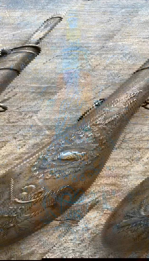 Real Deal! Antique Dated 1850 Batty Peace Flask Black Powder Flask Us ...