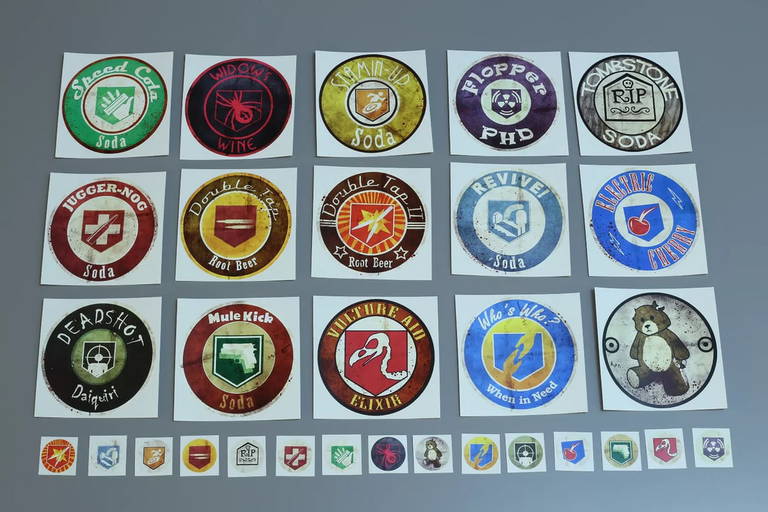 Grunge Perk A Cola Labels Largest Complete Set! Black Ops Call Of Duty ...