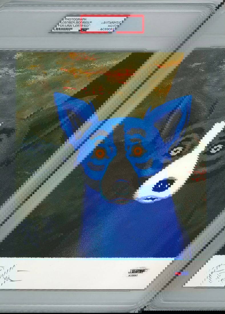 George Rodrigue Signed Blue Dog 8x10 Print Psa Dna Ac69067 Encapsulated ...