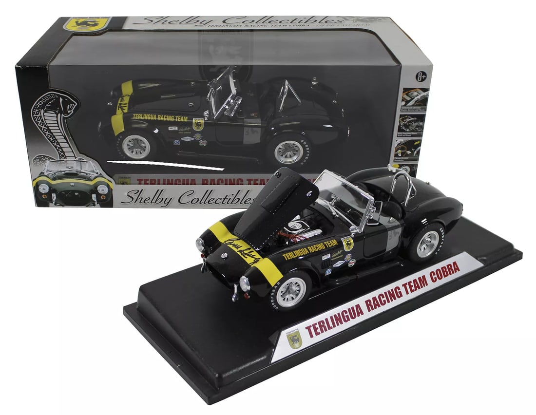 Carroll Shelby Signed Terlingua Racing Team Cobra 1:18 Die Cast Car Bas ...