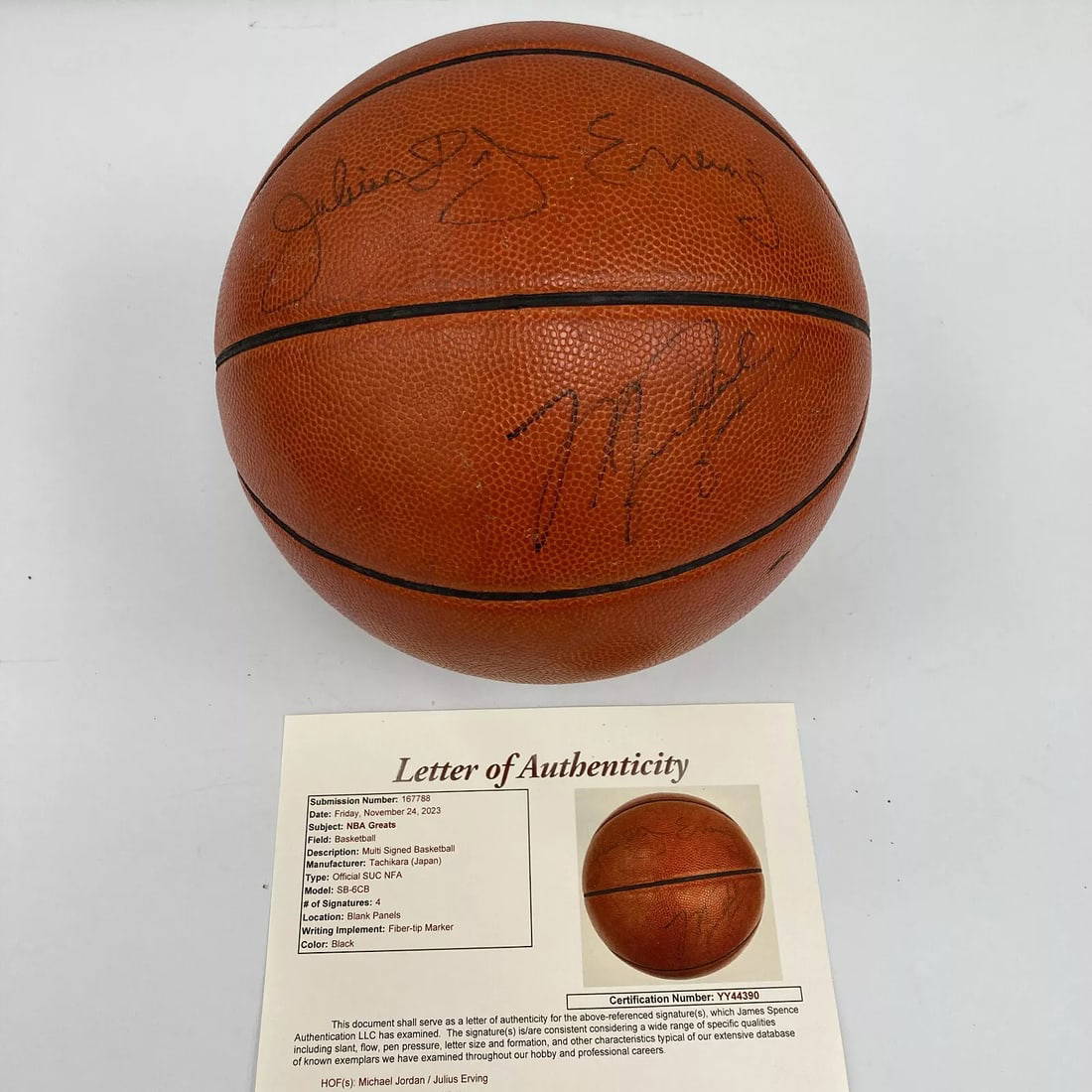 Michael Jordan & Dr. J Signed Vintage 1980's Basketball Jsa Coa Auction