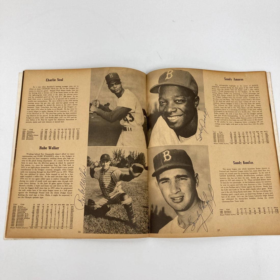 1957 Brooklyn Dodgers Team Signed Yearbook 30 Signatures Sandy Koufax ...