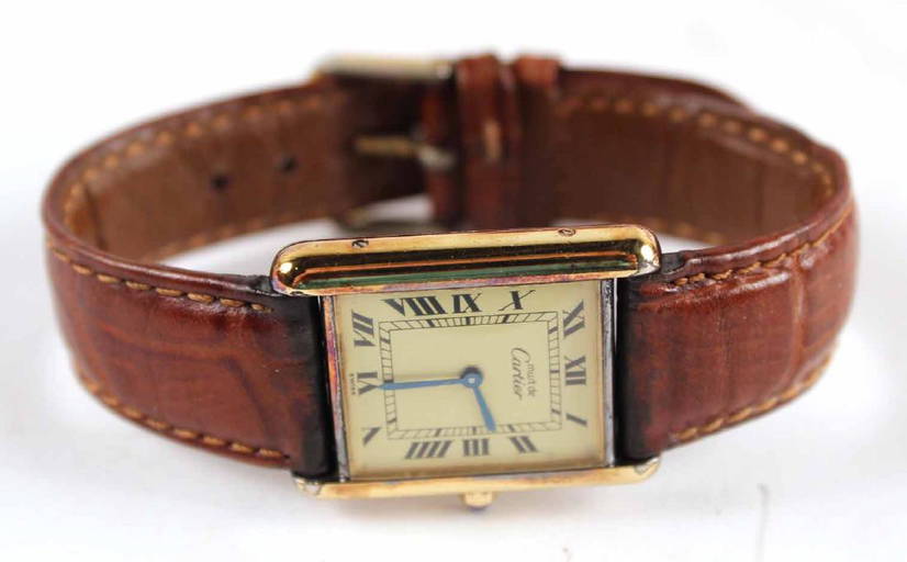 Must De Cartier Vermeil Quartz Tank Watch