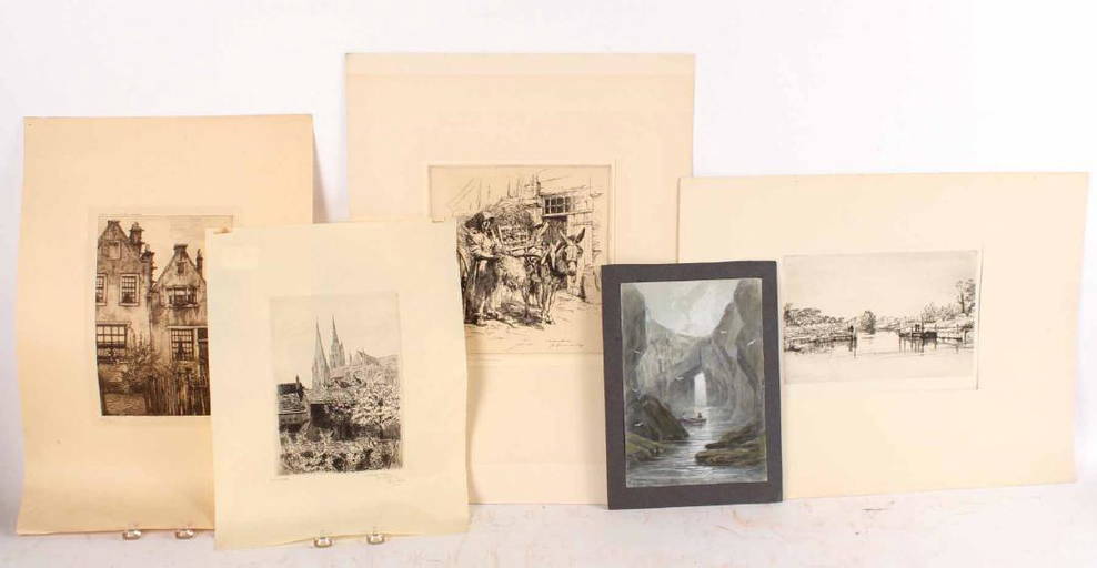 Etching Farm Scene, Arthur Heintzelman