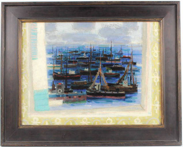 Oil On Canvas, Boats In Harbor, Joseph Hirsch