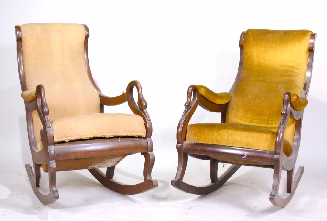 Two Similar Empire Mahogany Rocking Chairs