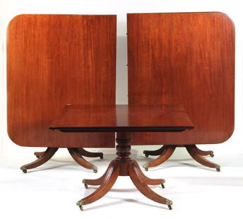 Regency Three Pillar Mahogany Dining Table
