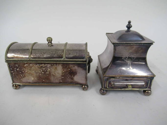 Two Silver Plated Inkwells