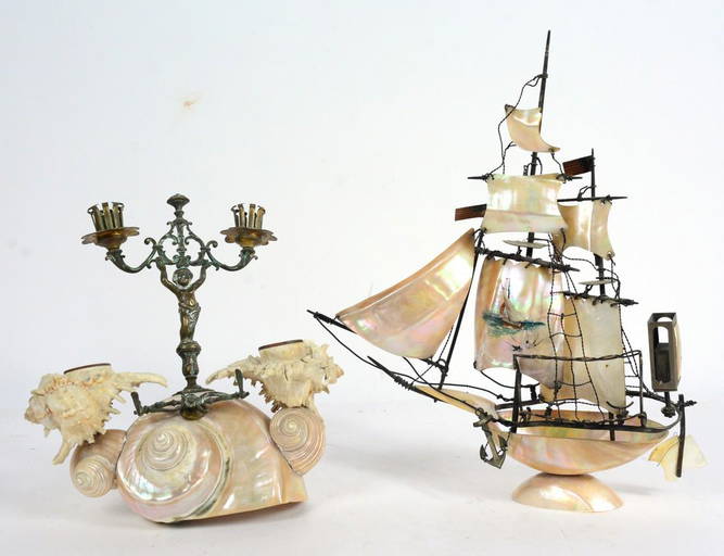 Shell And Bronze Inkwell