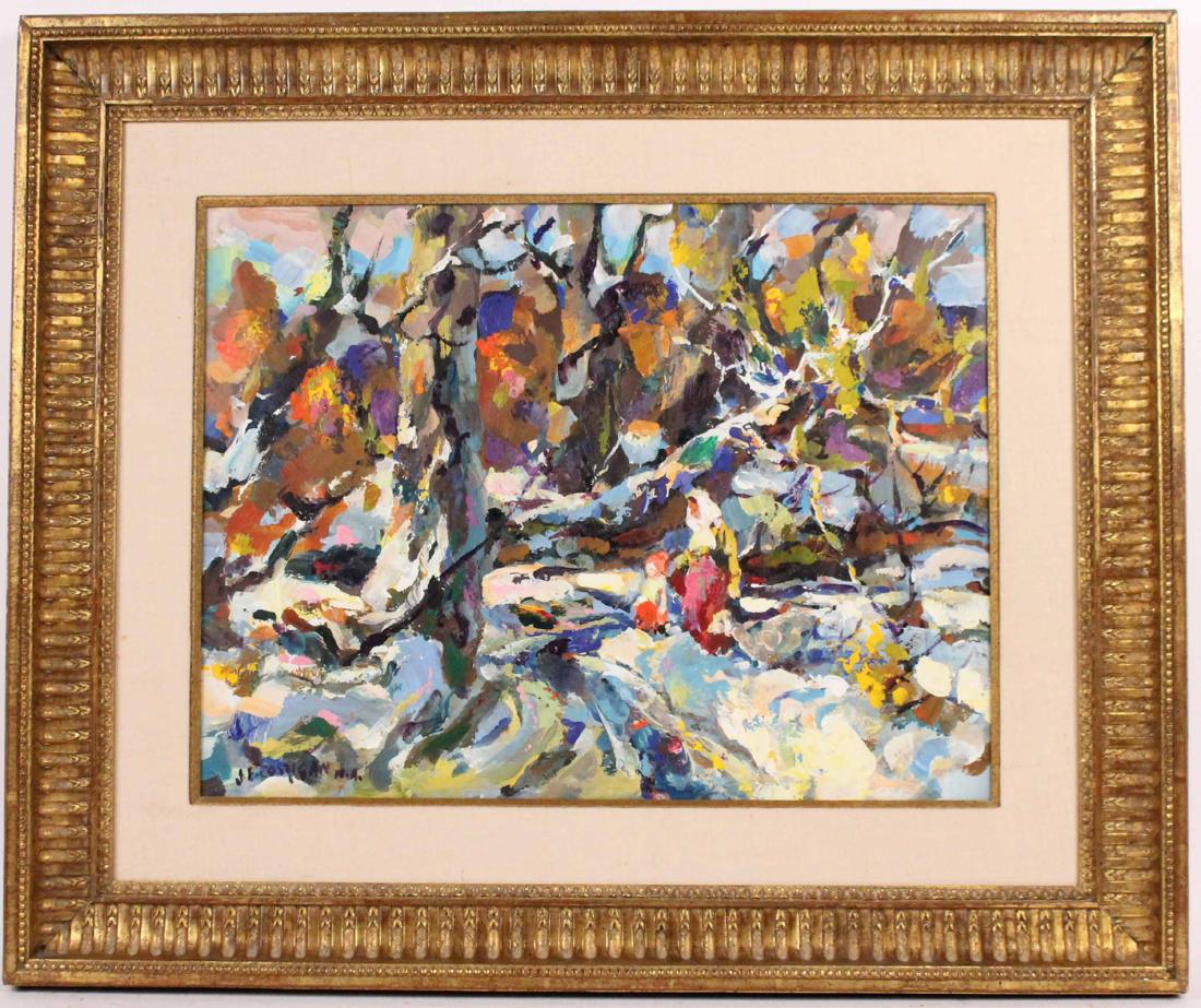 Oil On Board, Figures In Woods, John Costigan