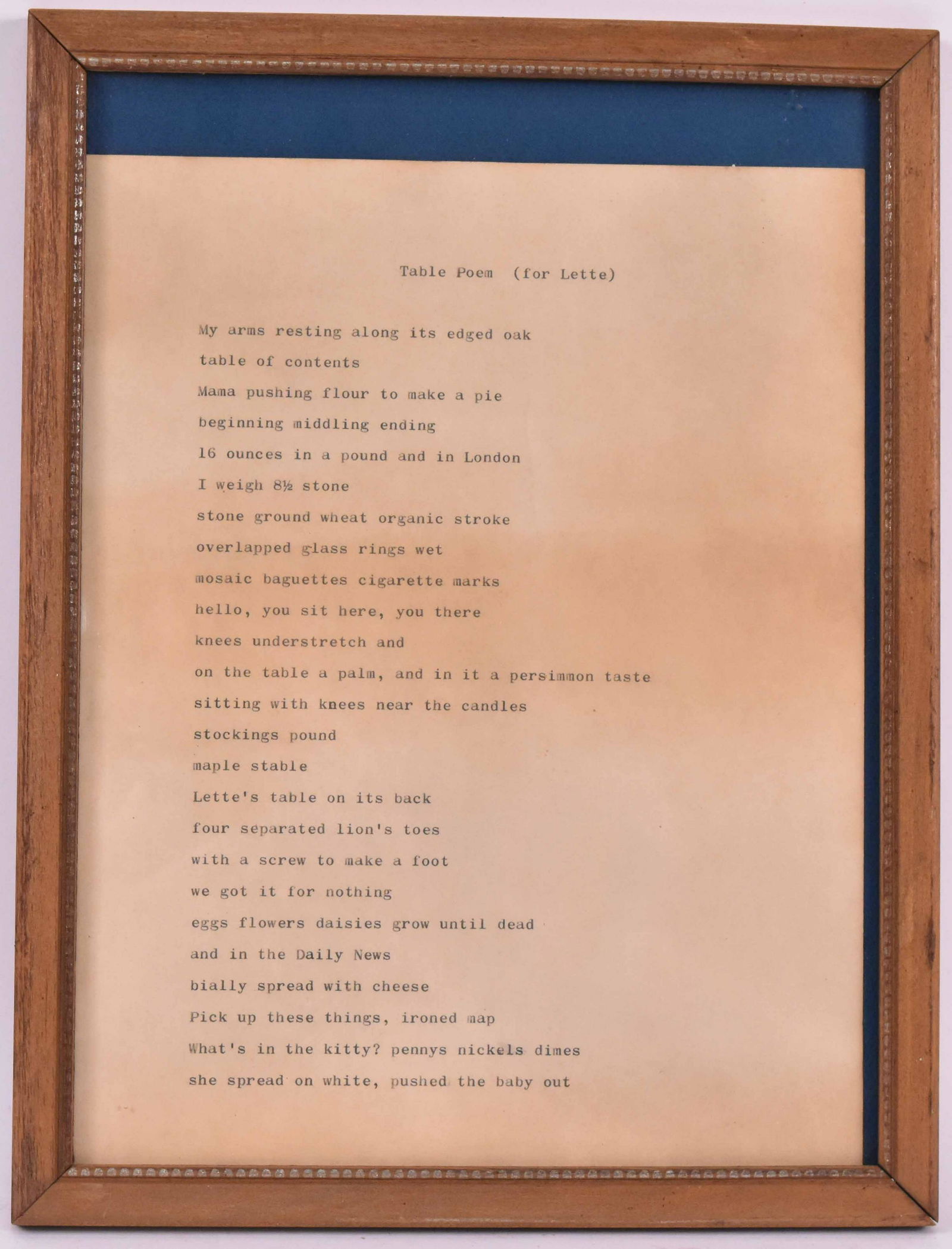 Framed Poem by Patty Oldenburg Mucha - Sep 18, 2019 | Nye & Company in NJ