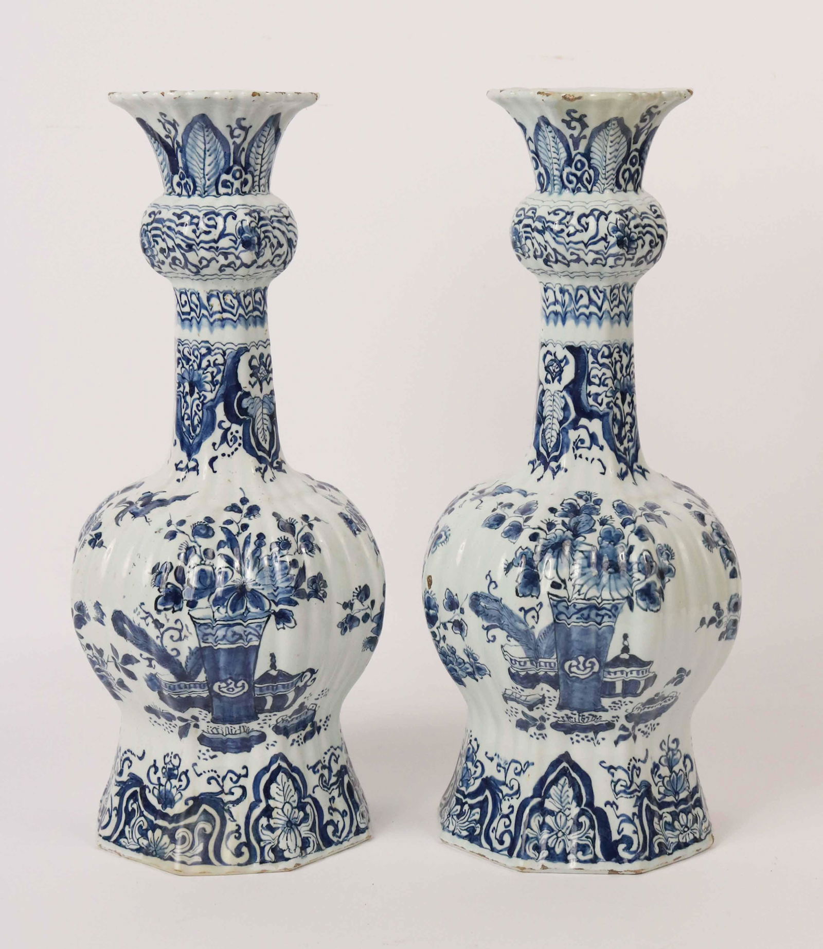 Pair Delft Porcelain Tulip Vases - Jan 15, 2020 | Nye & Company in NJ