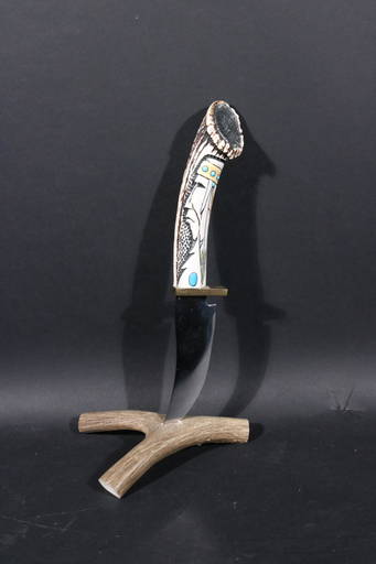 Native American Carved Bone Handled Knife