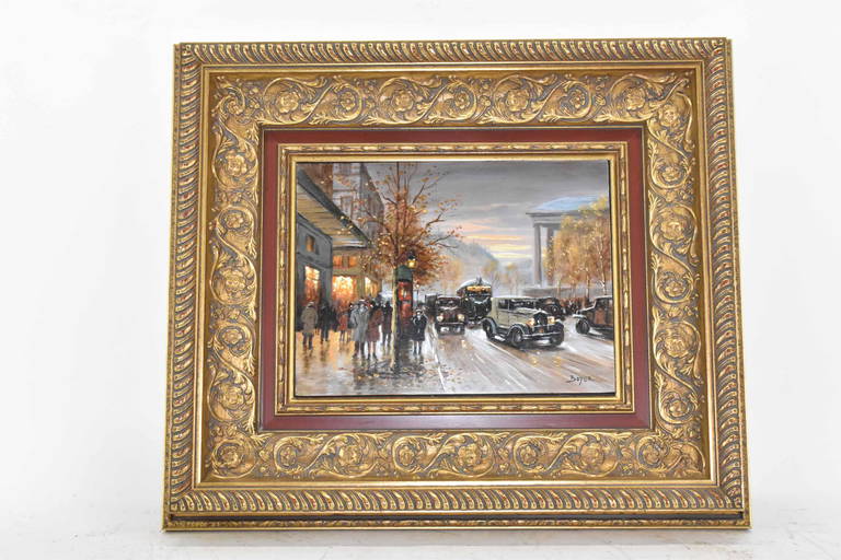 Boyer Oil On Panel Of Street Scene